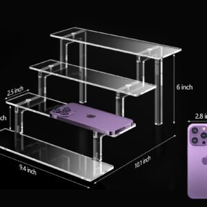 Acrylic Risers Display Stands, Clear Perfume Organizer, 4 Tier Diaplay Riser Shelf Compatible with Funko POPs Amiibo Nendoroids, Lotion Holder Cupcake Stand Shot Glass Display Tiered Table Shelf Stand