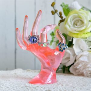 HOMEGOAL Hand Jewelry Holder, Bracelet Ring Watch Jewelry Display Holder Stand, Mannequin Hand, Polyresin, 7 Inch (Peach Color)