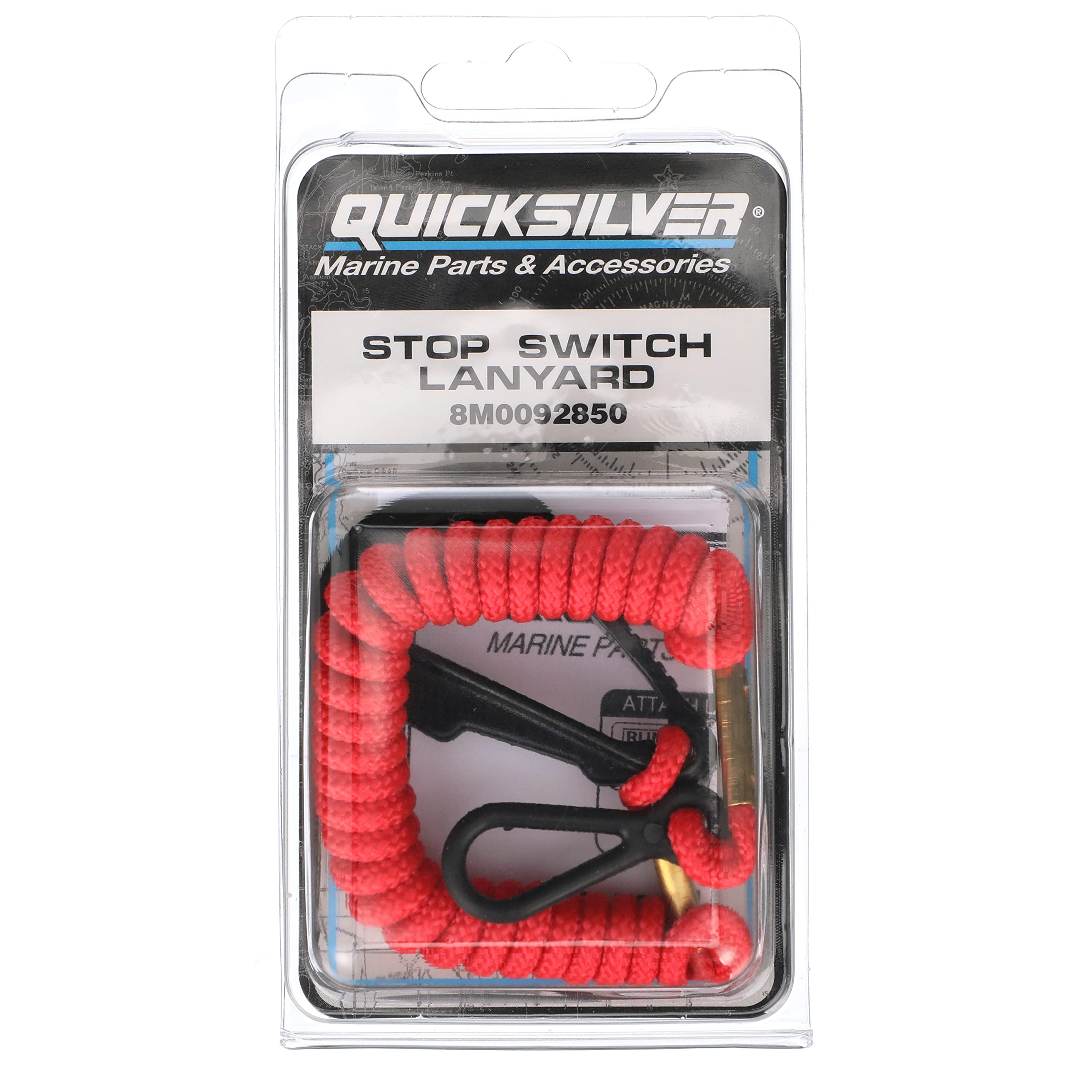 Quicksilver 8M0092850 Emergency Stop Switch Marine Safety Lanyard, Bright Red Finish, 54"