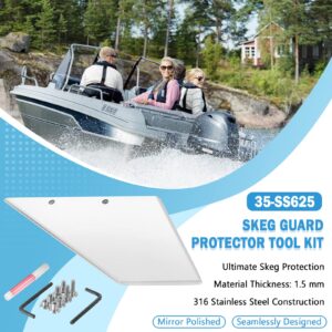 35-SS625 Skeg Guard Safe-Skeg Protector Tool Kit Marine-Grade Stainless Steel Replacement for Yamaha Honda Mercury/Mariner Force Nissan Tohatsu Outboard Engines