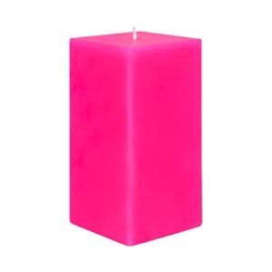 zest candle 3 by 6-inch, hot pink square pillar candle, 3" l x 3" w x 6" h