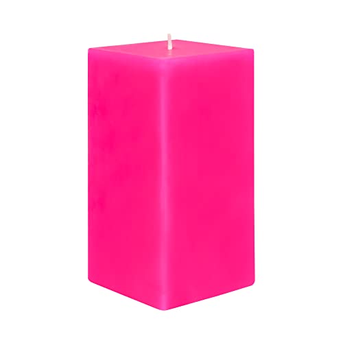 Zest Candle 3 by 6-Inch, Hot Pink Square Pillar Candle, 3" L x 3" W x 6" H