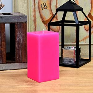 Zest Candle 3 by 6-Inch, Hot Pink Square Pillar Candle, 3" L x 3" W x 6" H