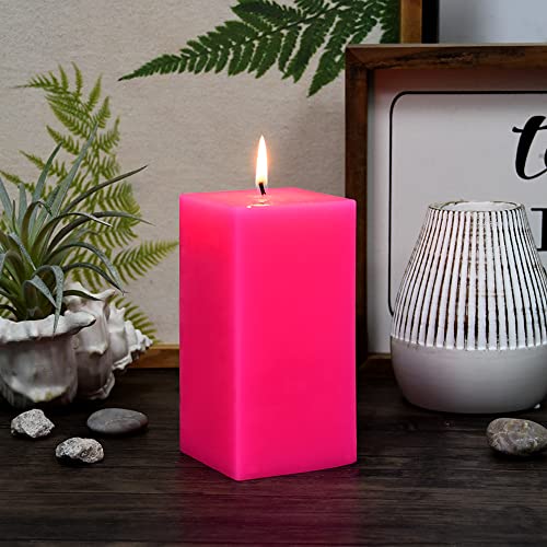 Zest Candle 3 by 6-Inch, Hot Pink Square Pillar Candle, 3" L x 3" W x 6" H