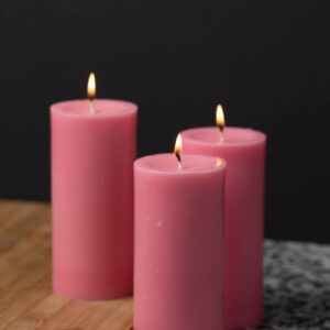 Richland Set of 3 Pink Pillar Candles 3" x 6" Unscented Dripless for Weddings Home Holidays Relaxation Spa Church