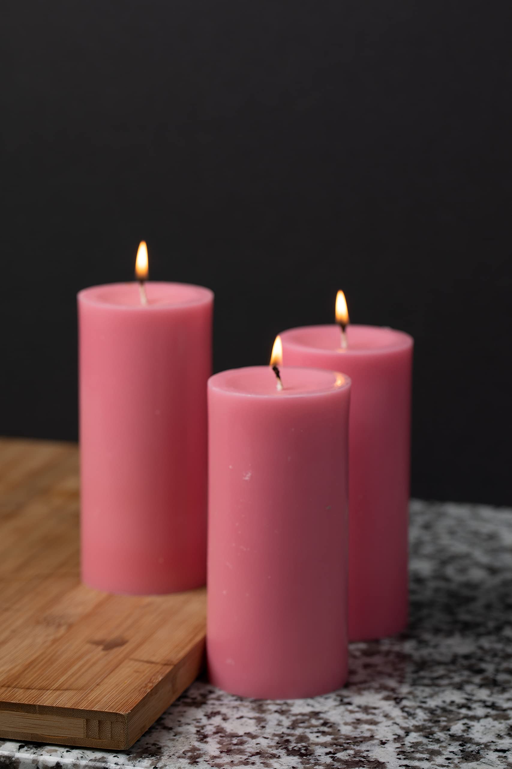 Richland Set of 3 Pink Pillar Candles 3" x 6" Unscented Dripless for Weddings Home Holidays Relaxation Spa Church