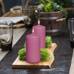 BOLSIUS 4 Pink Pillar Candles - 3x6 Inches - Individually Wrapped - Premium European Quality - 65+ Burn Hours - Dripless & Smokeless Smooth Flame - Unscented Dinner, Wedding, Party, & Décor Candles