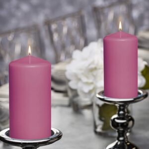 BOLSIUS 4 Pink Pillar Candles - 3x6 Inches - Individually Wrapped - Premium European Quality - 65+ Burn Hours - Dripless & Smokeless Smooth Flame - Unscented Dinner, Wedding, Party, & Décor Candles