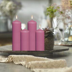 BOLSIUS 10 Pink Pillar Candles - 2.25 x 6 Inches - Premium European Quality - Individually Wrapped - 42 Hours Burn Time - Dripless Smokeless Unscented Dinner, Wedding, Party, & Restaurant Candles