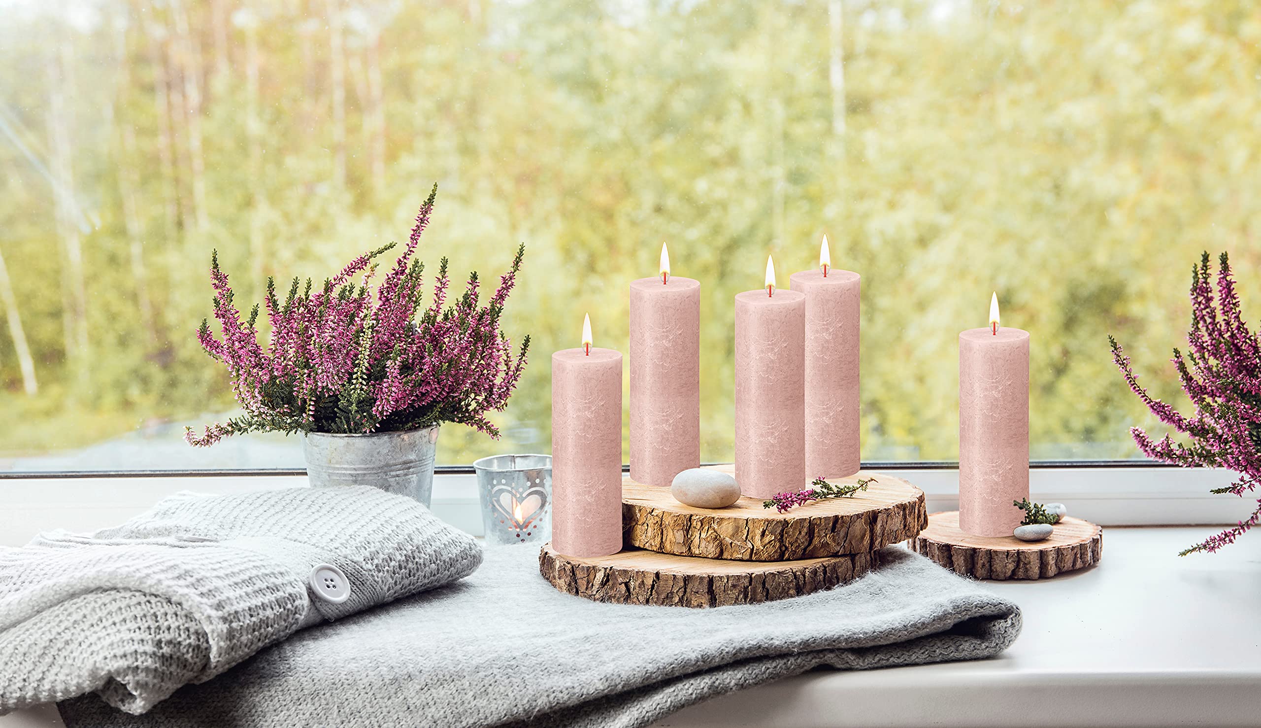 BOLSIUS 4 Pack Misty Pink Rustic Pillar Candles - 2.75 X 7.5 Inches - Premium European Quality - includes Natural Plant-Based Wax - Unscented Dripless Smokeless 85 Hour Party and Wedding Candles