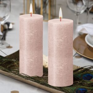 BOLSIUS 4 Pack Misty Pink Rustic Pillar Candles - 2.75 X 7.5 Inches - Premium European Quality - includes Natural Plant-Based Wax - Unscented Dripless Smokeless 85 Hour Party and Wedding Candles