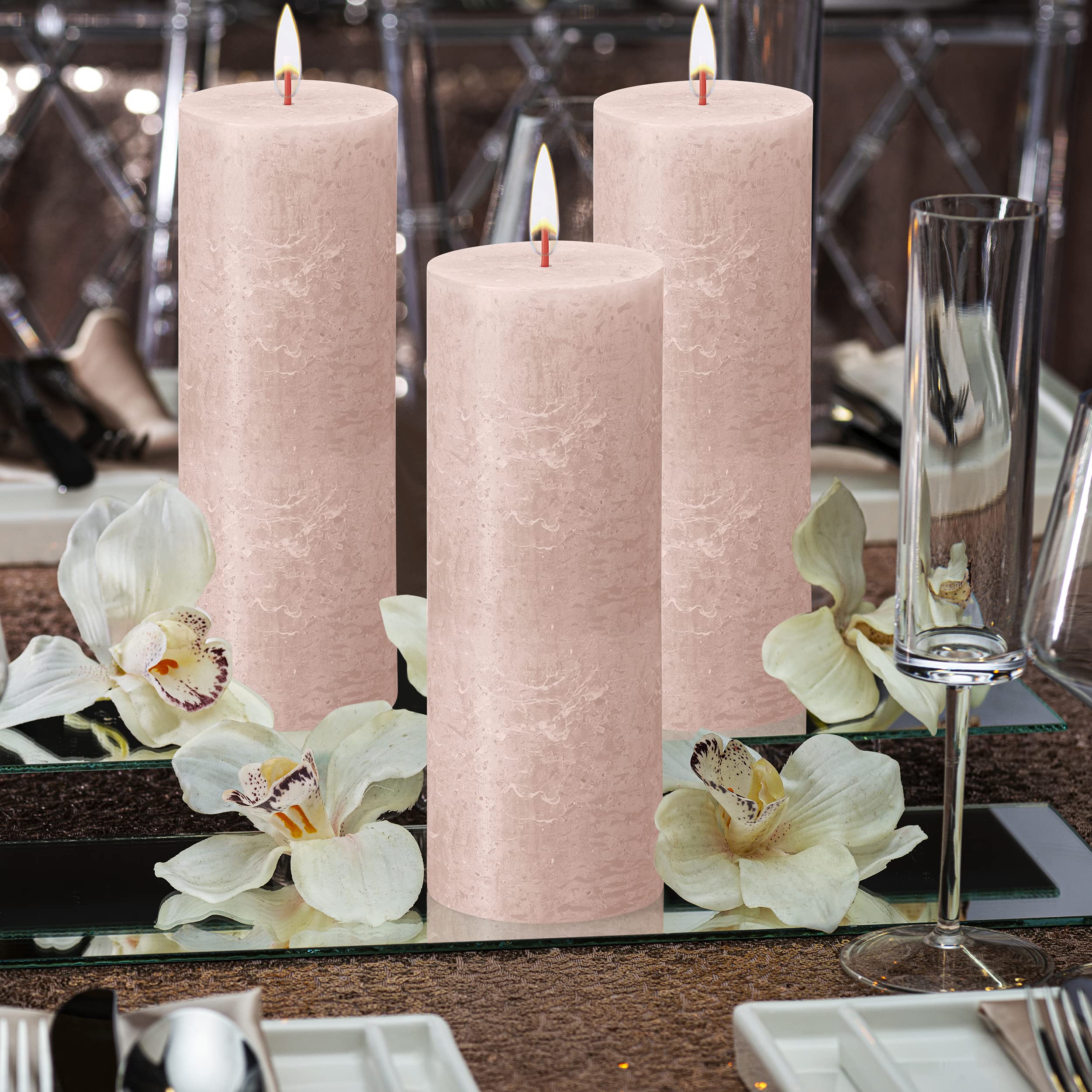 BOLSIUS 4 Pack Misty Pink Rustic Pillar Candles - 2.75 X 7.5 Inches - Premium European Quality - includes Natural Plant-Based Wax - Unscented Dripless Smokeless 85 Hour Party and Wedding Candles