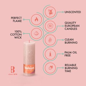 BOLSIUS 4 Pack Misty Pink Rustic Pillar Candles - 2.75 X 7.5 Inches - Premium European Quality - includes Natural Plant-Based Wax - Unscented Dripless Smokeless 85 Hour Party and Wedding Candles