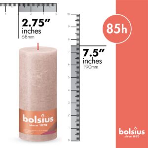 BOLSIUS 4 Pack Misty Pink Rustic Pillar Candles - 2.75 X 7.5 Inches - Premium European Quality - includes Natural Plant-Based Wax - Unscented Dripless Smokeless 85 Hour Party and Wedding Candles