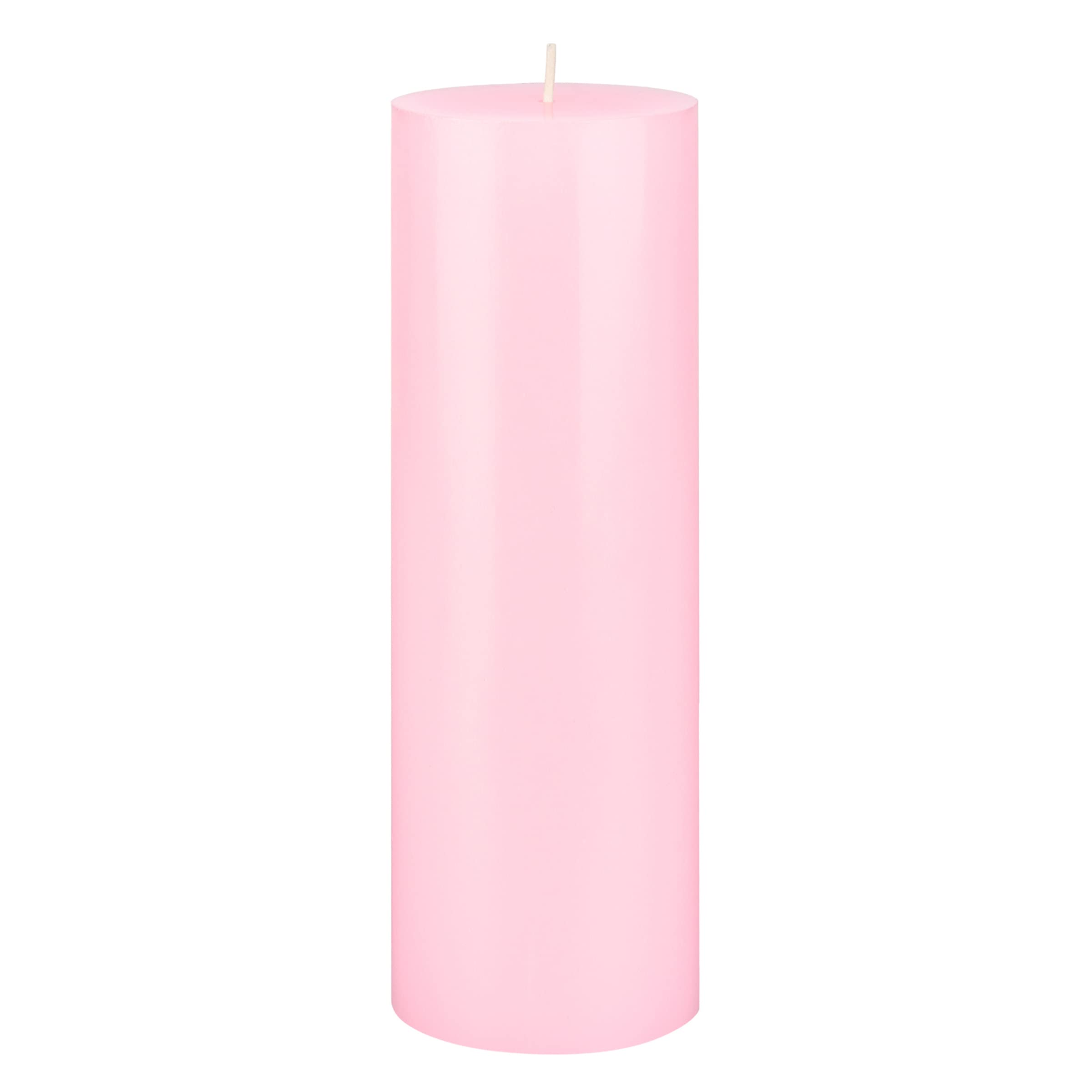 Mega Candles 1 pc Unscented Pink Round Pillar Candle, Hand Poured Premium Wax Candles 3 Inch x 9 Inch, Home Décor, Wedding Receptions, Baby Showers, Birthdays, Celebrations, Party Favors & More