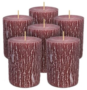 hyoola timberline pillar candles - 6 pack - rose pink pillar candles - european made rustic pillar candle - 2.5 inch x 3.5 inch