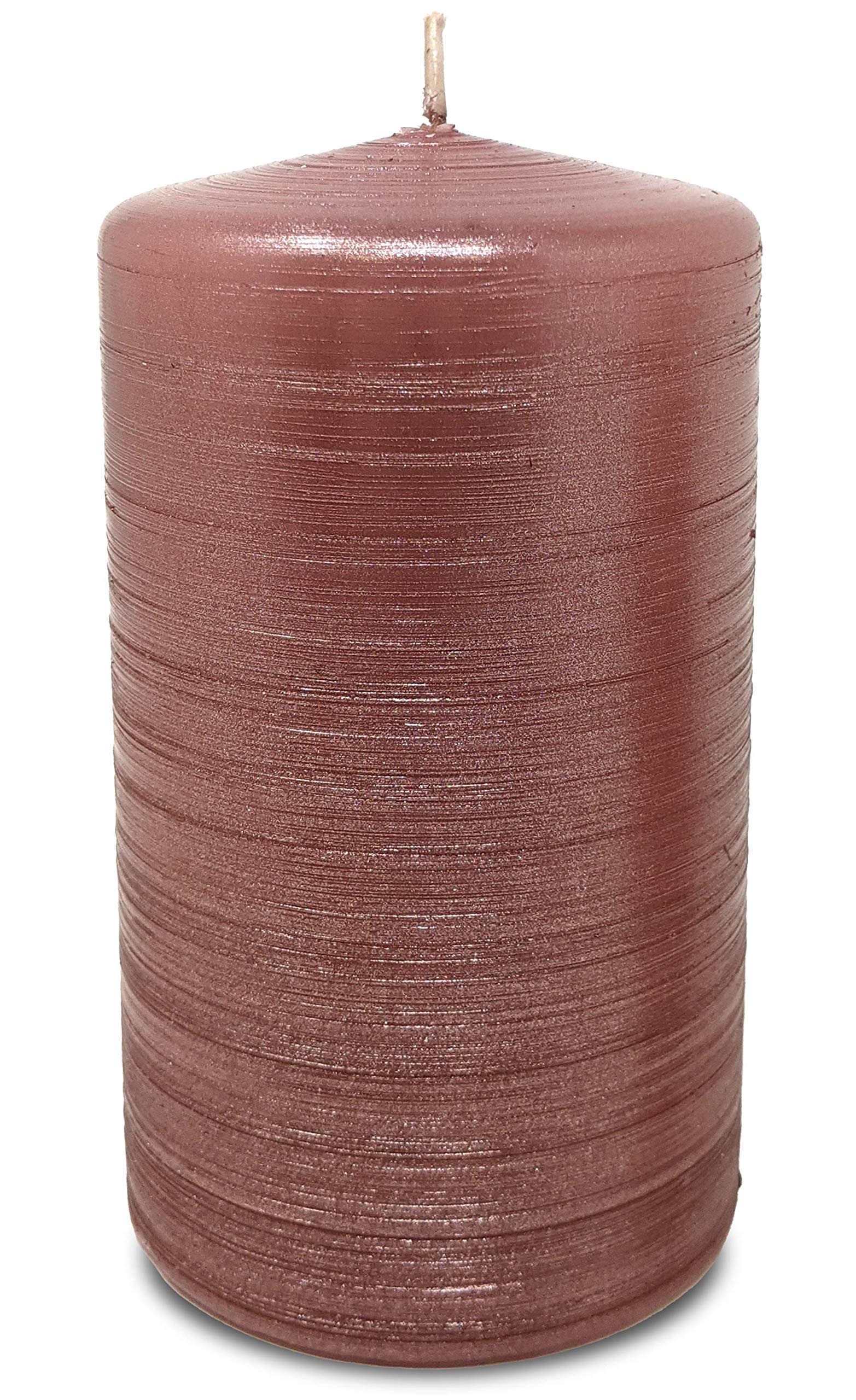 Hyoola Brushed Metallic Pillar Candles - 6 Pack - Rose Pink Pillar Candles - European Made Decorative Pillar Candles - 2.75 Inch x 5 Inch