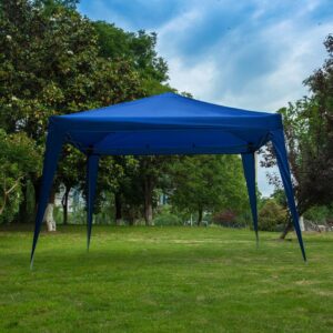 ez pop up wedding party tent 10'x10' folding gazebo beach canopy w/carry bag 210d oxford fabric (dark blue)