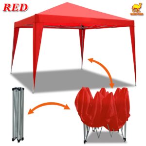 Strong Camel EZ POP UP Wedding Party Tent 10'x10' Folding Gazebo Beach Canopy W/Carry Bag 210D Oxford Fabric (red)