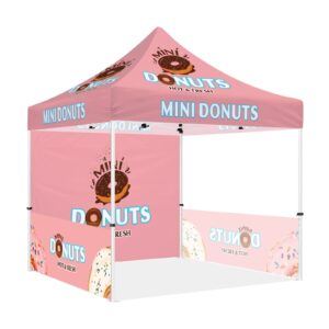 ablem8canopy custom canopy tent 10x10 with logo, personalized pop up canopy tent with optional walls for business events, trade shows, farmers market, roller bag included(mini donuts)