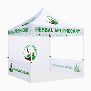 ablem8canopy custom canopy tent 10x10 with logo, personalized pop up canopy tent with optional walls for business events, trade shows, farmers market, roller bag included(apothecary)