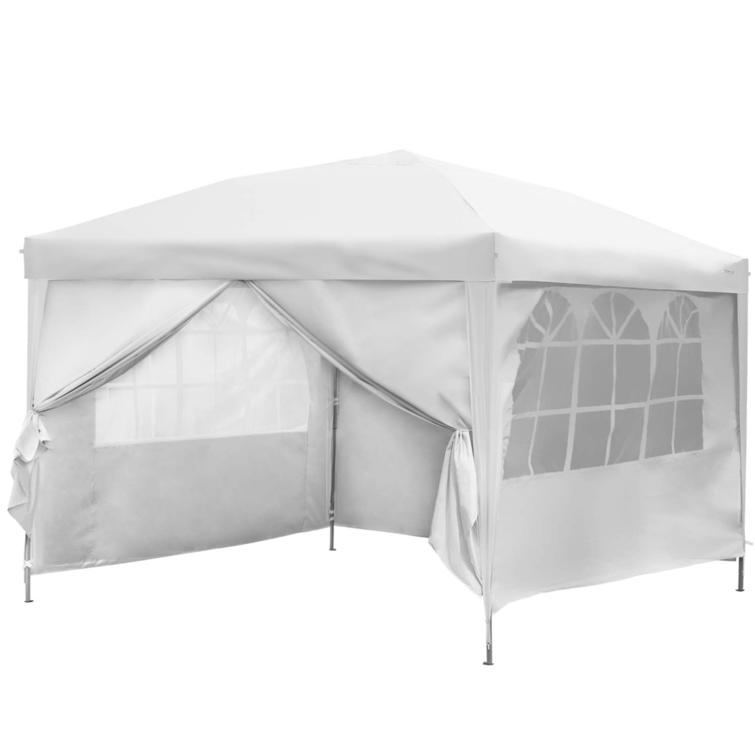 Klismos 10x10 Pop Up Canopy Outdoor Portable Party Beach Tent Instant Gazebo with 4 Removable Sidewalls for Wedding Party (White)