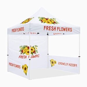 ablem8canopy custom canopy tent 10x10 with logo, personalized pop up canopy tent with optional walls for business events, trade shows, farmers market, roller bag included(fresh flower)