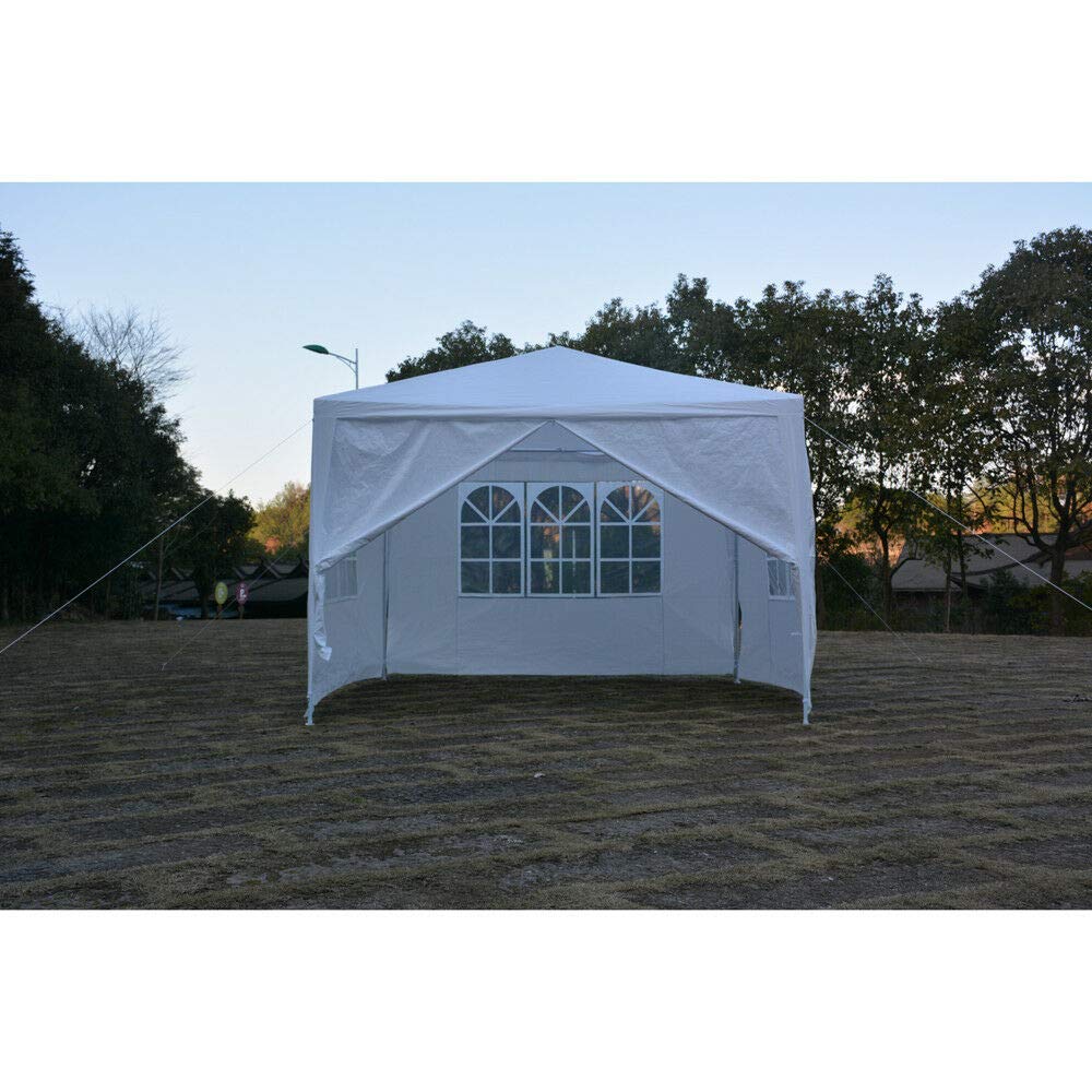 OxiQmart 10'x10' 4 Walls Canopy Party Wedding Tent White Gazebo-Upgrade Section