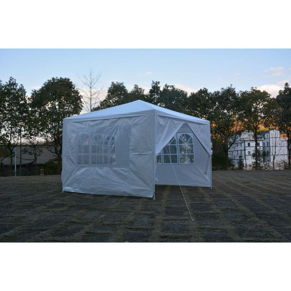 OxiQmart 10'x10' 4 Walls Canopy Party Wedding Tent White Gazebo-Upgrade Section