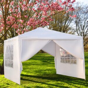 leftcafe, canopy tent, outdoor gazebo party wedding tent with removable sidewalls easy setup for patio bbq cater party, camping, white 10 x 4