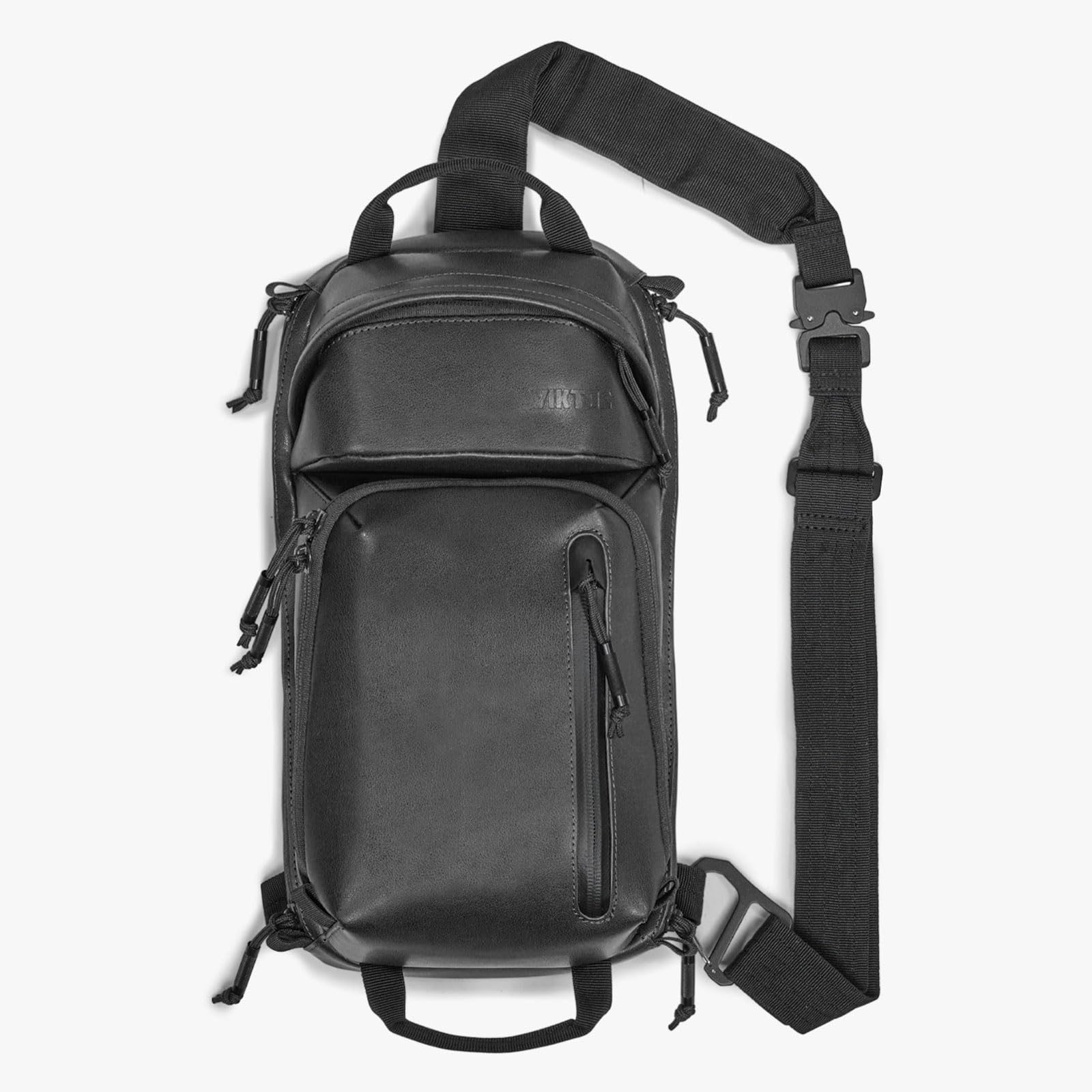 VIKTOS Upscale3 Durable Tactical Casual EDC Leather Slingbag with Padded Shoulder Strap & Ambidextrous Concealed Carry Compartment, Black