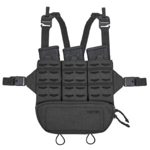 viktos taculus mx tactical versatile durable adjustable waterproof elastic webbing edc vest chest rig with belly pouch, black