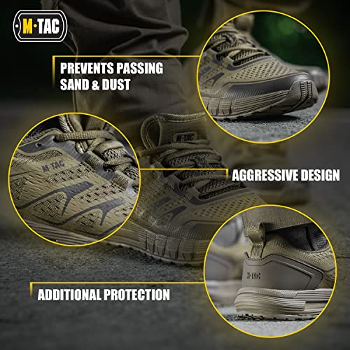 M-Tac Sport Tactical Running Walking Hiking Sneakers for Men - Mesh Lightweight (Dark Olive, 12)