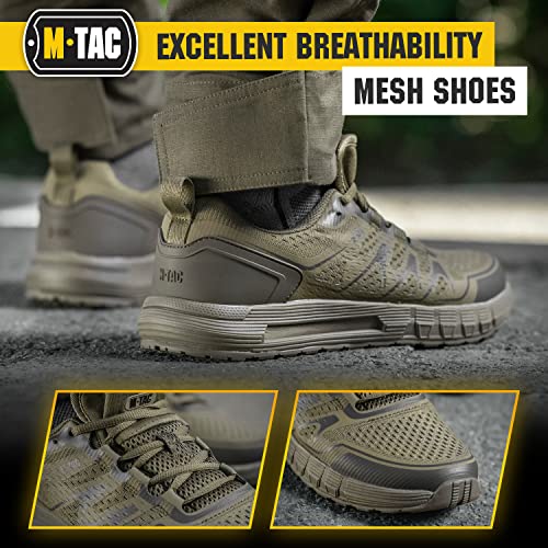 M-Tac Sport Tactical Running Walking Hiking Sneakers for Men - Mesh Lightweight (Dark Olive, 12)