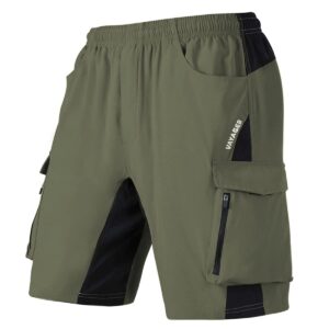 vayager men's hiking cargo shorts lightweight multi pocket casual outdoor travel shorts for fishing camping (army green-3xl)