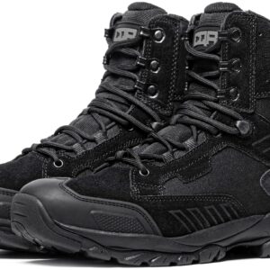 CQR Men's Military Tactical Boots, Lightweight 6 Inches Combat Boots, Durable EDC Outdoor Work Boots, Fathom 6 - Suede Black, 12