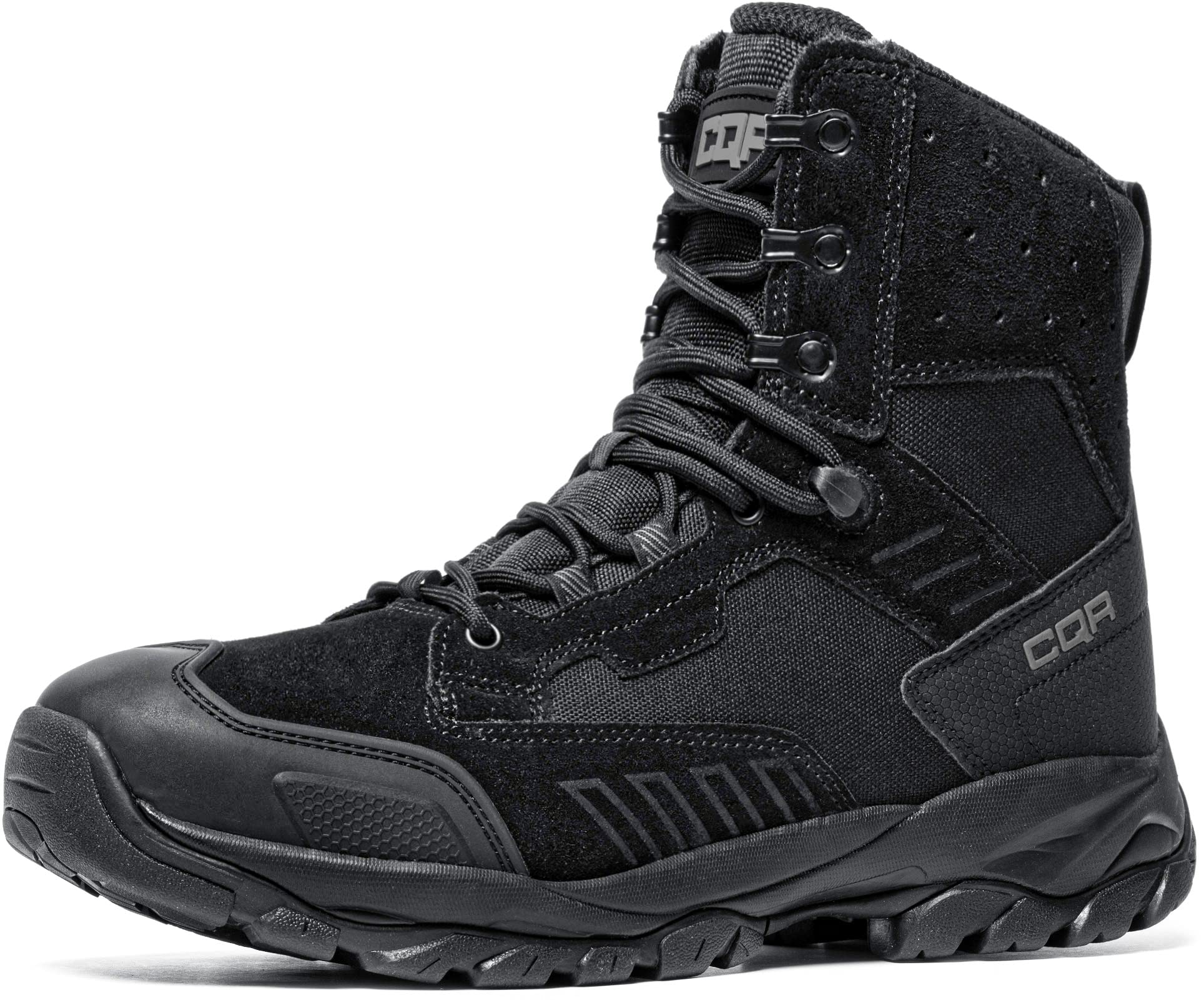 CQR Men's Military Tactical Boots, Lightweight 6 Inches Combat Boots, Durable EDC Outdoor Work Boots, Fathom 6 - Suede Black, 12