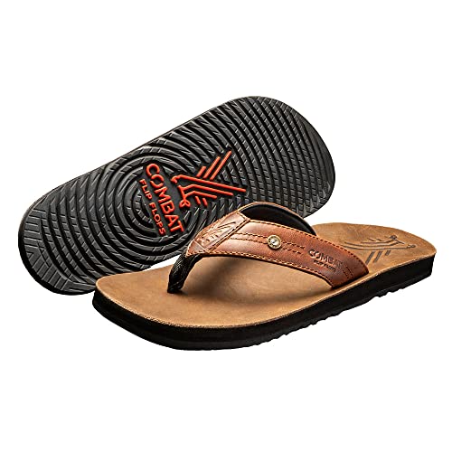 Combat Flip Flops Mens AK-47 Brown Leather Ergo- Size 7