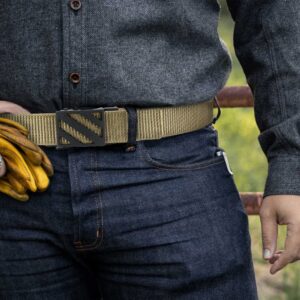 YOETEY Ratchet Tactical Gun Belt for Men - 1.5" Stiff Nylon Web Work Belts Heavy Duty for Concealed Carry Holster