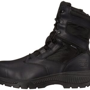 Timberland PRO Men's 8 Inch Valor Comp Toe Waterproof Side Zip Work Boot, Black Smooth Leather Ballistic Nylon, 4.5 W US