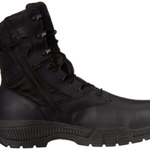 Timberland PRO Men's 8 Inch Valor Comp Toe Waterproof Side Zip Work Boot, Black Smooth Leather Ballistic Nylon, 4.5 W US