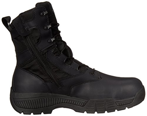 Timberland PRO Men's 8 Inch Valor Comp Toe Waterproof Side Zip Work Boot, Black Smooth Leather Ballistic Nylon, 4.5 W US