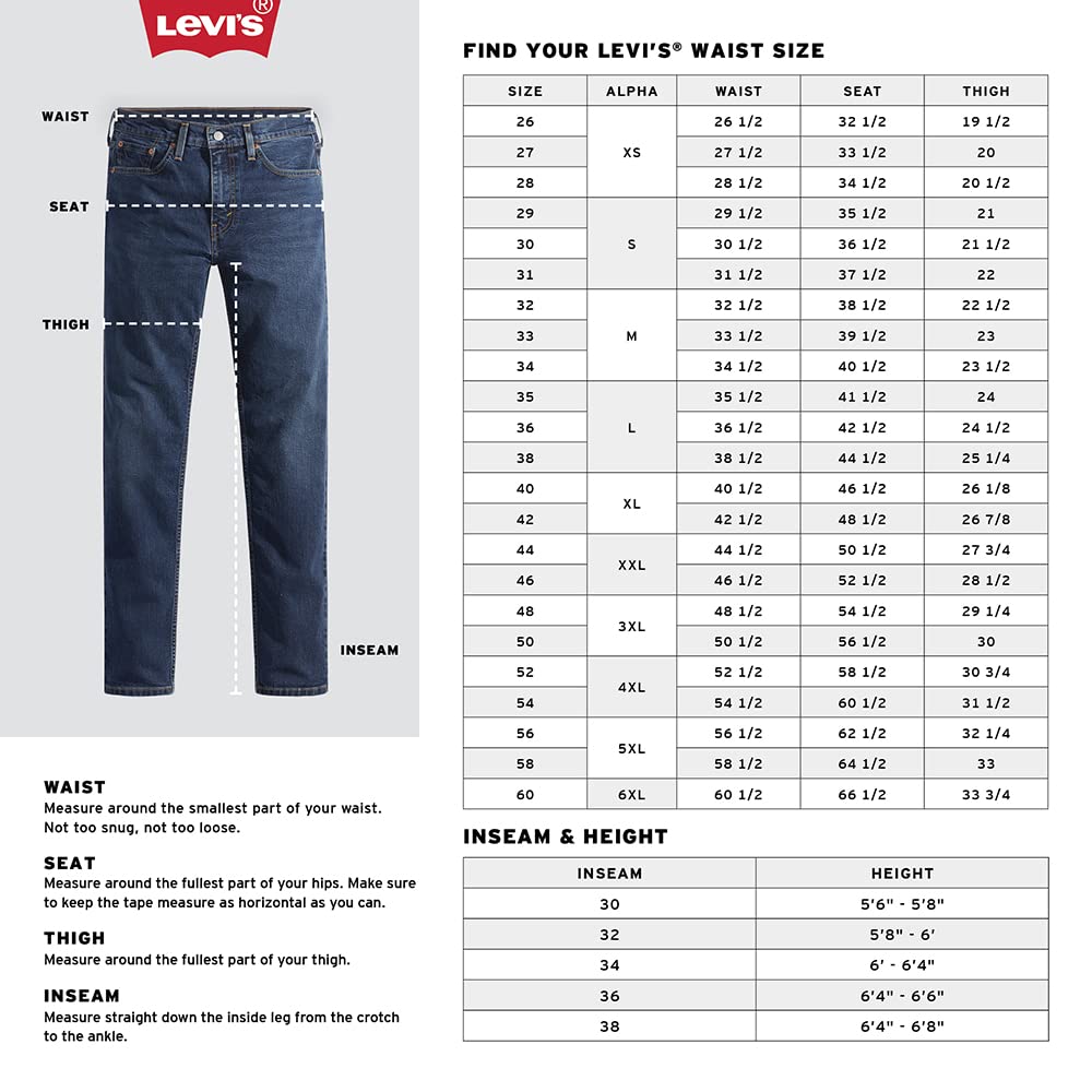 Levi's Men's 514 Straight Fit Cut Jeans (Also Available in Big & Tall), Midnight Worn-Black (Advanced Stretch), 31W x 32L