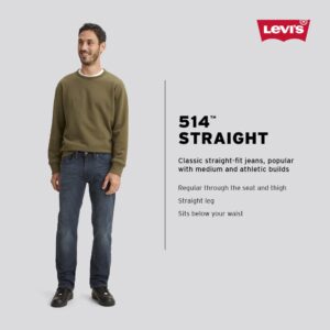 Levi's Men's 514 Straight Fit Cut Jeans (Also Available in Big & Tall), Midnight Worn-Black (Advanced Stretch), 31W x 32L