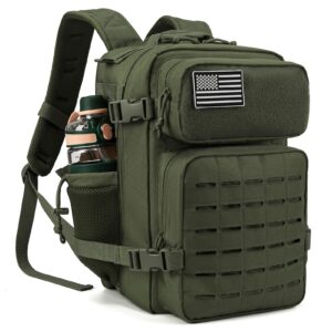 qt&qy 25l military tactical backpacks for men motorcycle army laser cut molle daypack small edc bug out bag gym rucksack with dual cup holders medical rucksack green