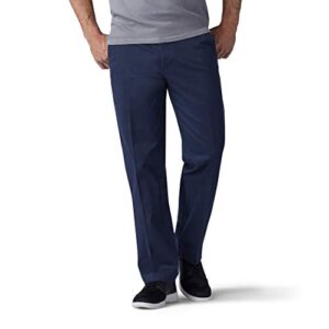 lee men's extreme motion flat front regular straight pant navy 30w x 30l