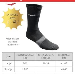 Saucony Men's Mesh Ventilating Comfort Fit Performance Crew Socks, 3, L-XL, Black (12 Pairs), Black Assorted (6 Pairs)