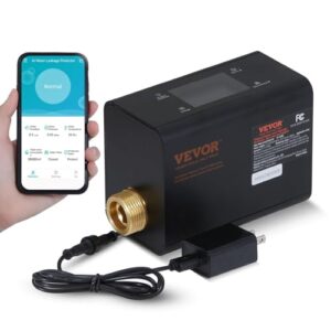 vevor wi-fi smart water monitor and automatic shutoff detector, home water leak detector for 3/4" npt diameter pipe with 2.0-4000 l/h measure range, with app alerts