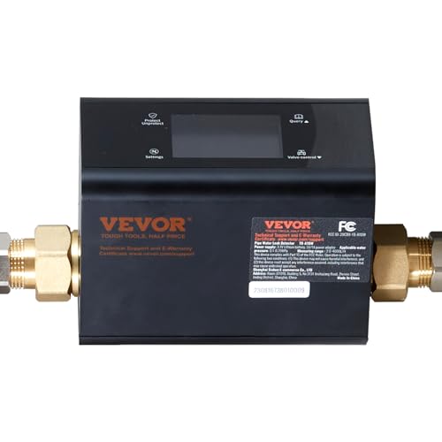 VEVOR WI-FI Smart Water Monitor and Automatic Shutoff Detector, Home Water Leak Detector for 3/4" NPT Diameter Pipe with 2.0-4000 L/H Measure Range, with App Alerts