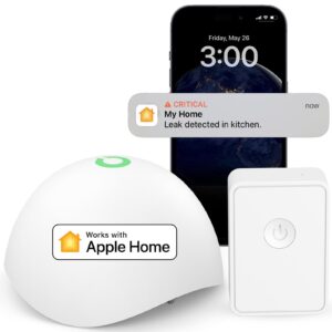 meross smart water leak detector, wifi water sensor support apple homekit, smartthings, ip67 waterproof with app alerts, audio alarm, 100m range for home basement kitchen (meross hub included)